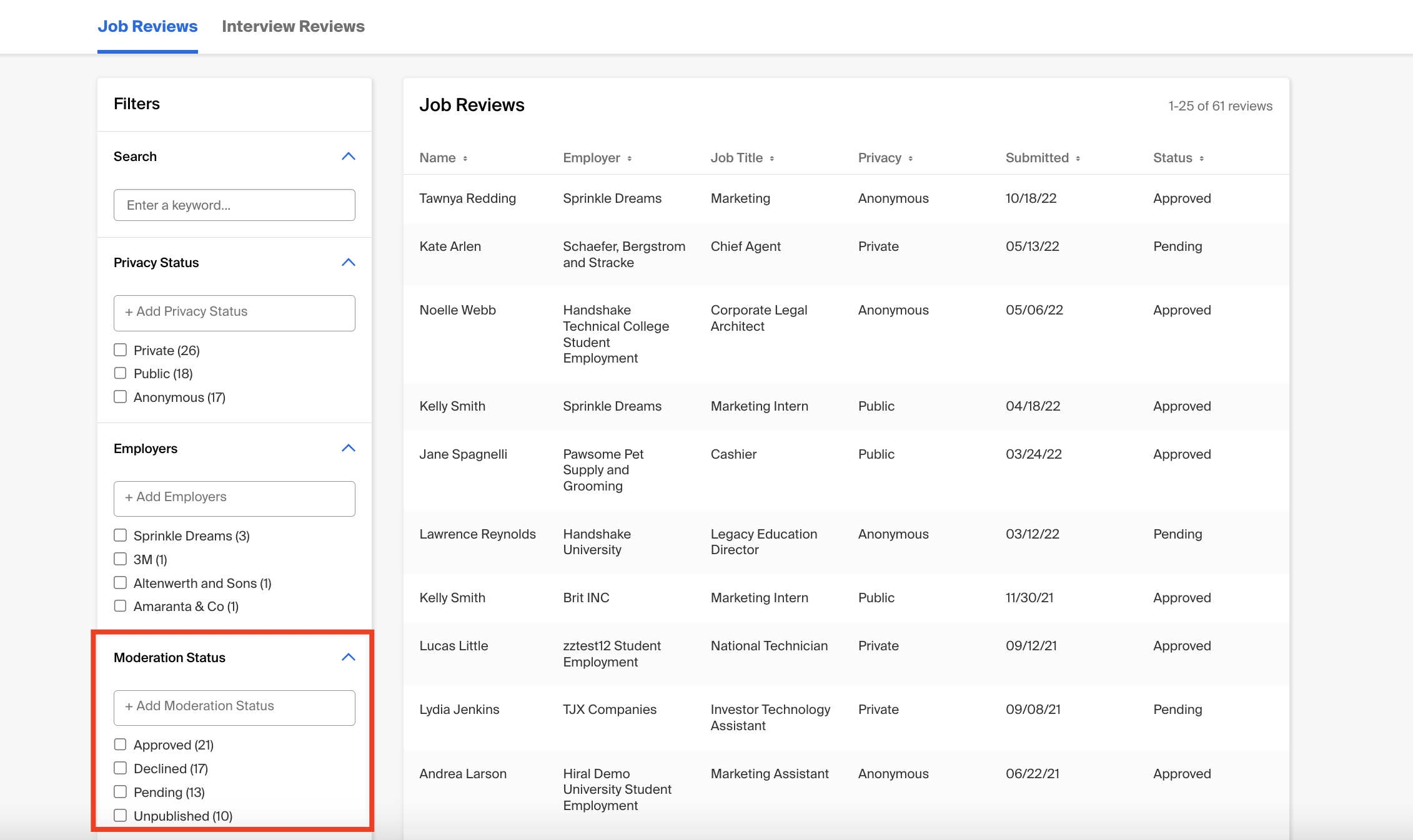 Reviews and Summer Experiences FAQ's – Handshake Help Center