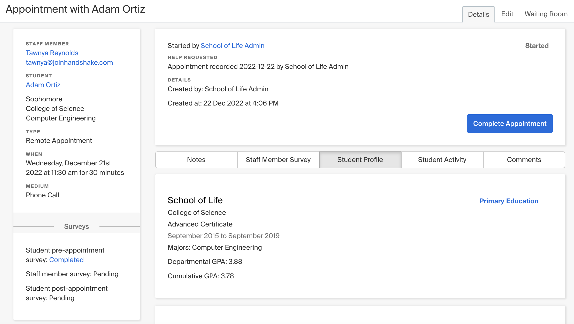 Completing Appointments in Handshake – Handshake Help Center