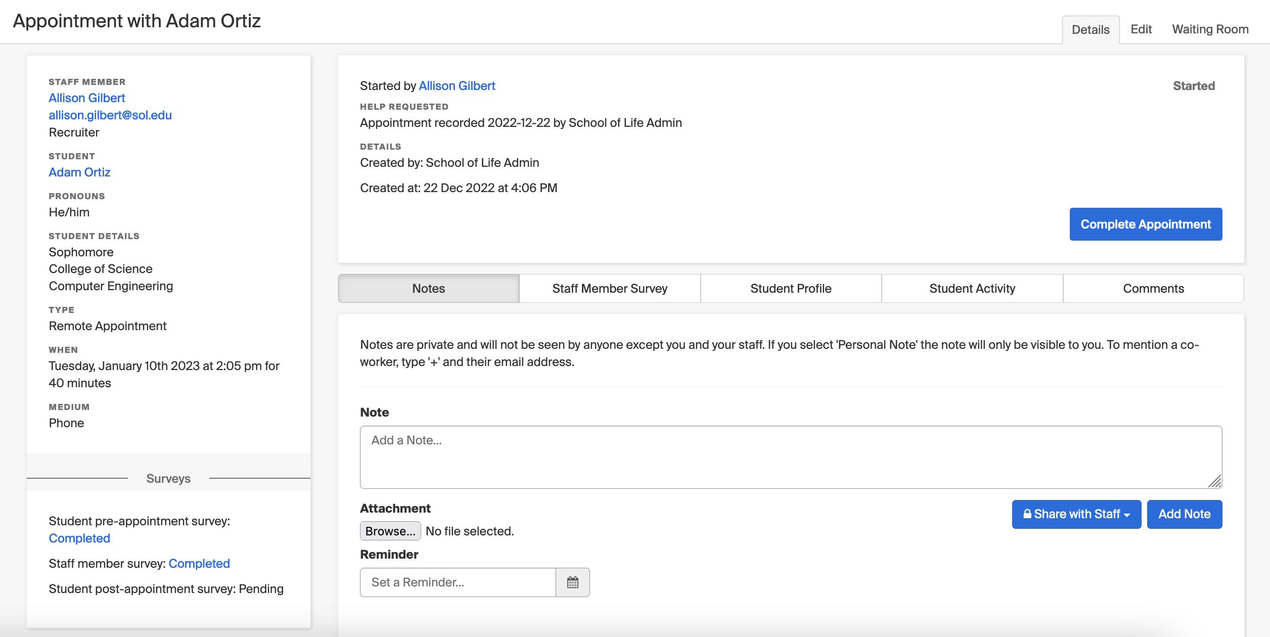 Completing Appointments in Handshake – Handshake Help Center