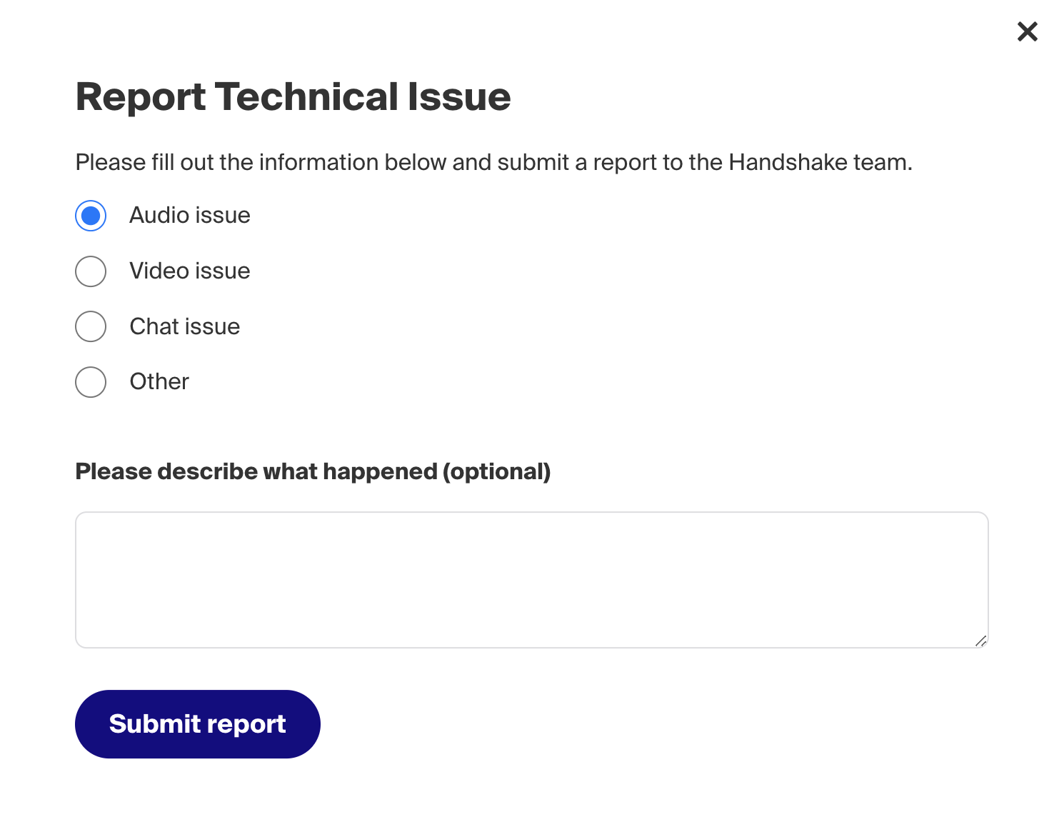 Reporting an Issue as an Attendee – Handshake Help Center