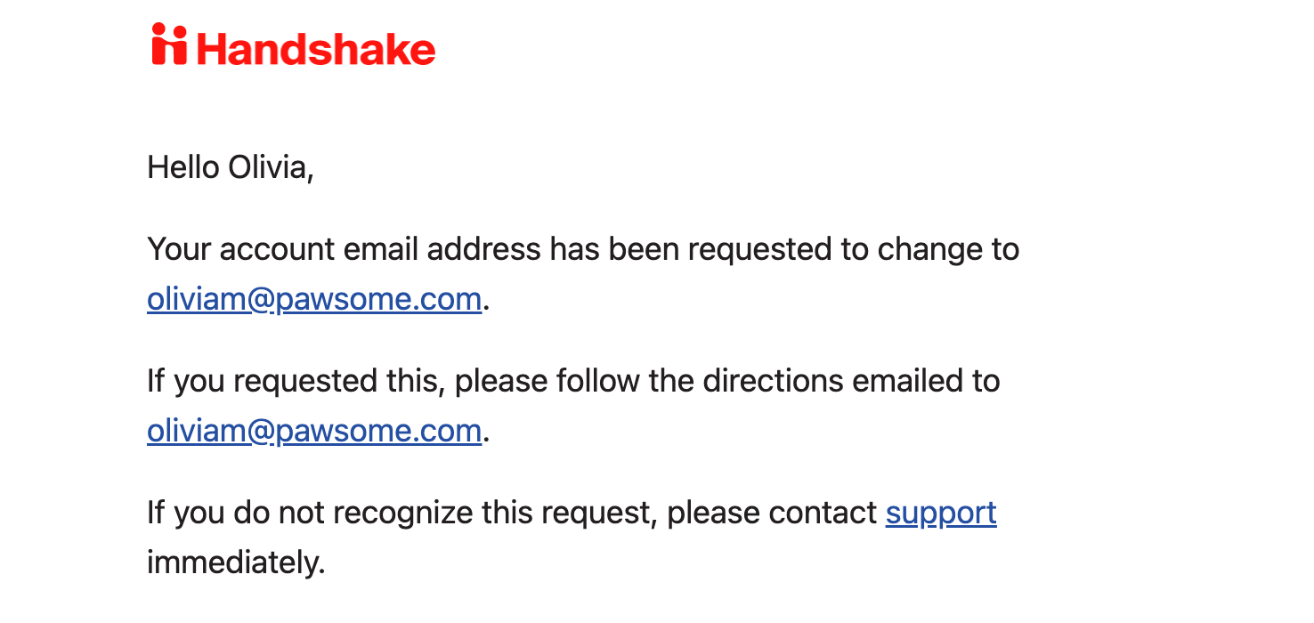 Change Your Employer User Email Address – Handshake Help Center