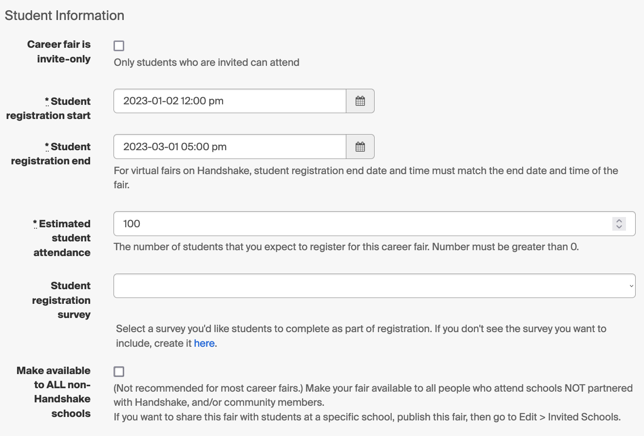 Career Fairs: Creation – Handshake Help Center