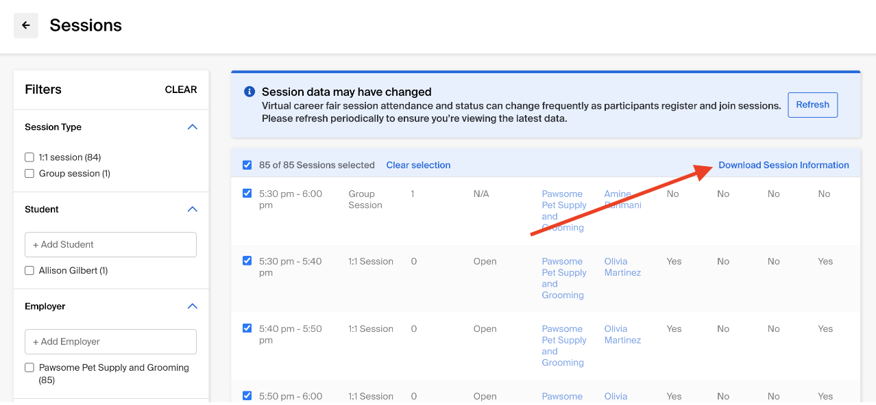 Virtual Fairs: Session Details – Handshake Help Center