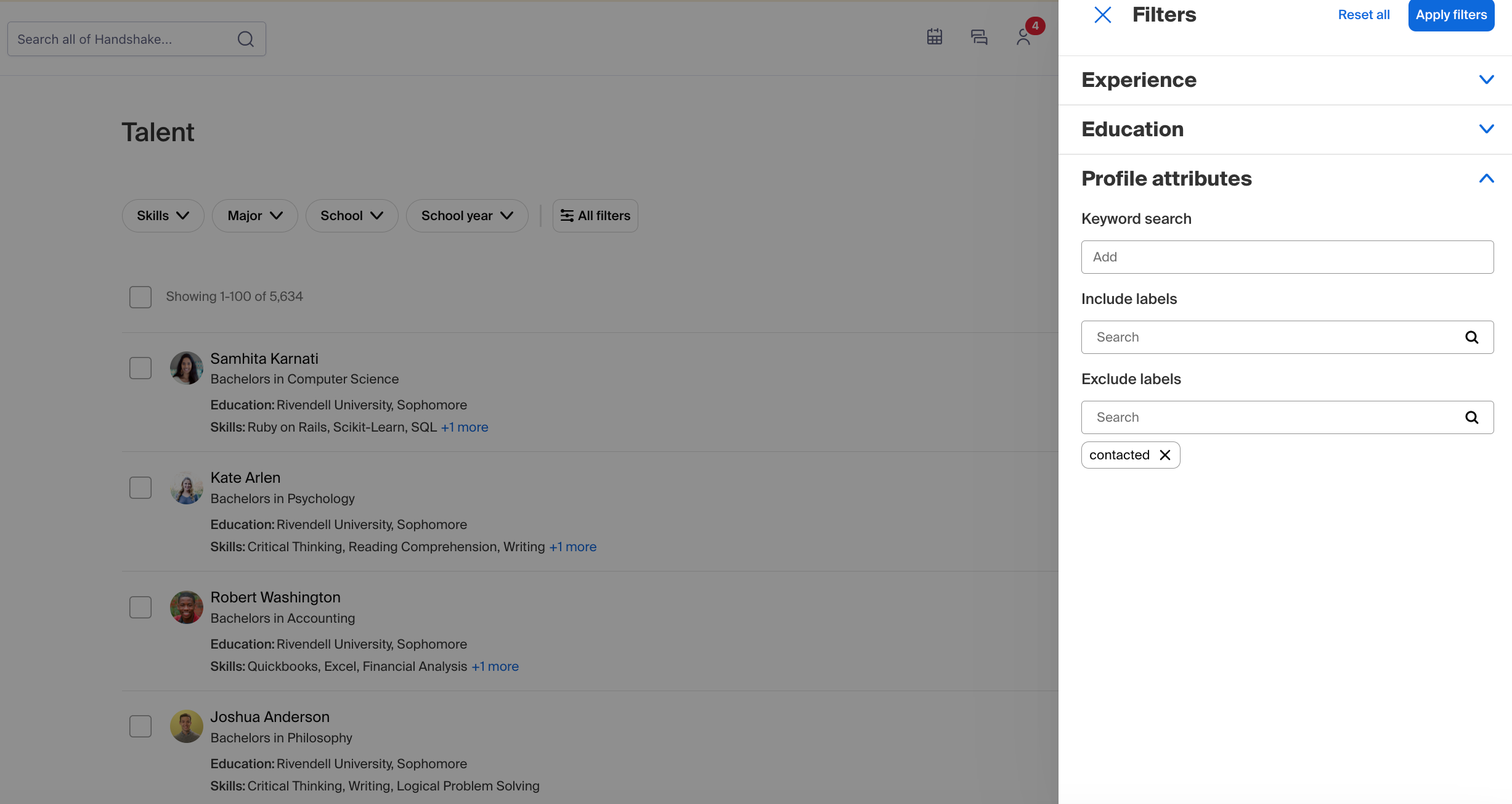A Guide to Talent List – Handshake Help Centre