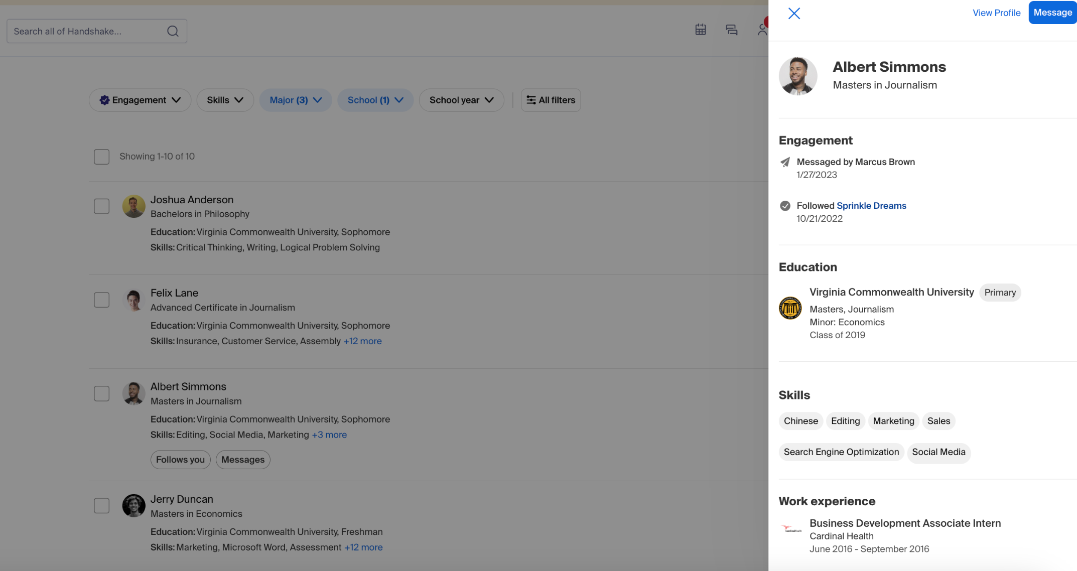 A Guide to Talent List – Handshake Help Center
