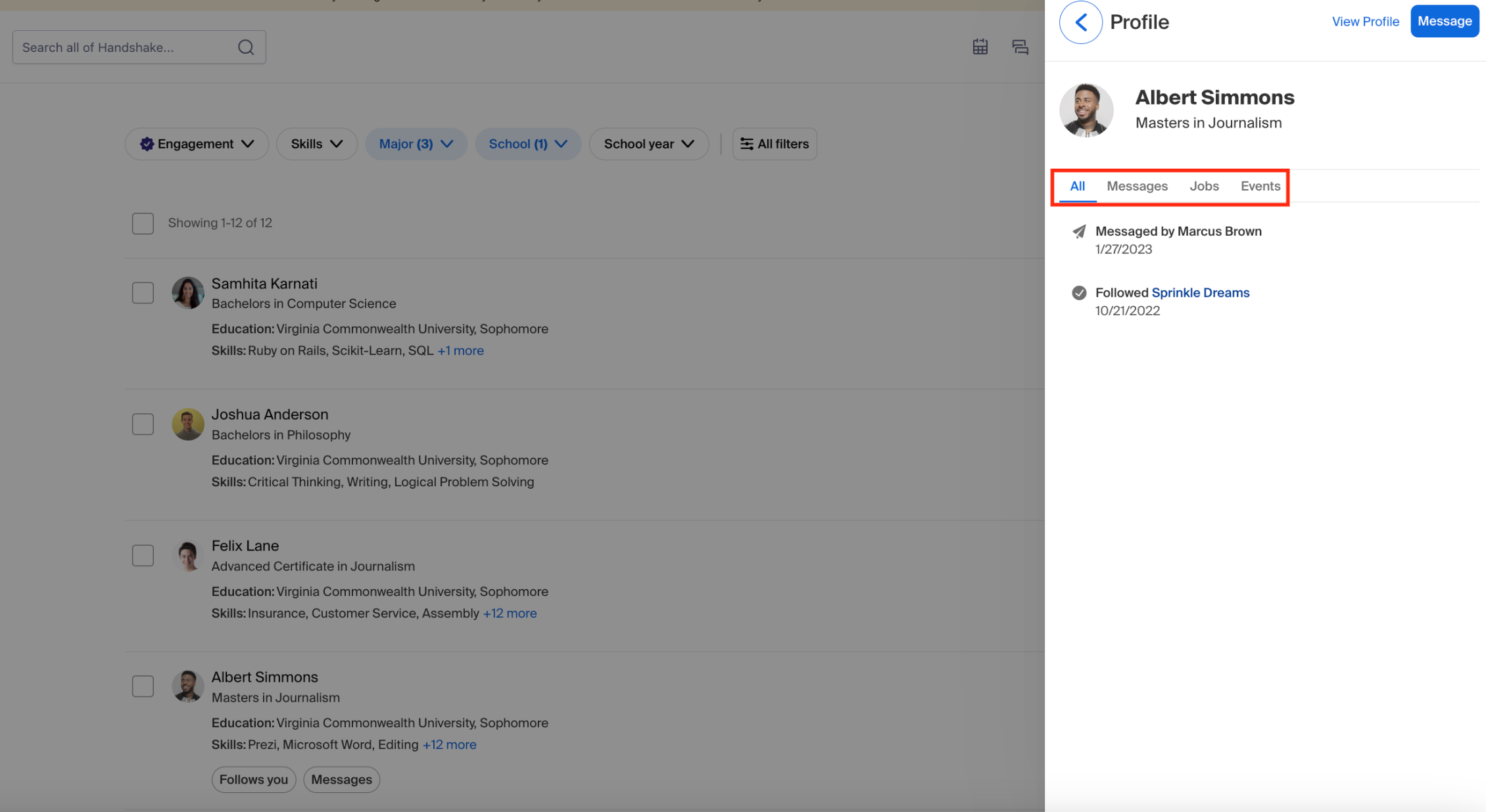 A Guide to Talent List – Handshake Help Center
