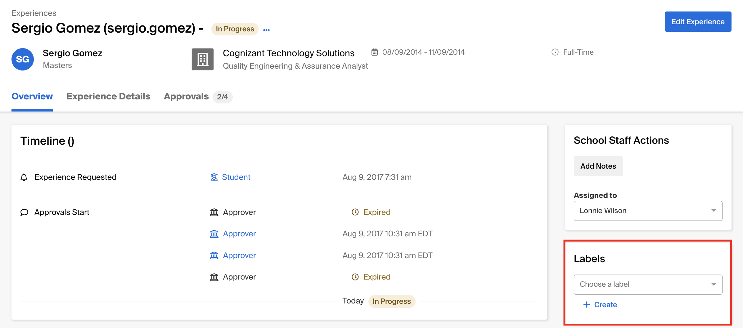 Managing Experiences with Employer Labels – Handshake Help Center