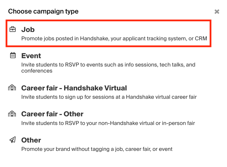 Campaigns: Create a Job Campaign – Handshake Help Center
