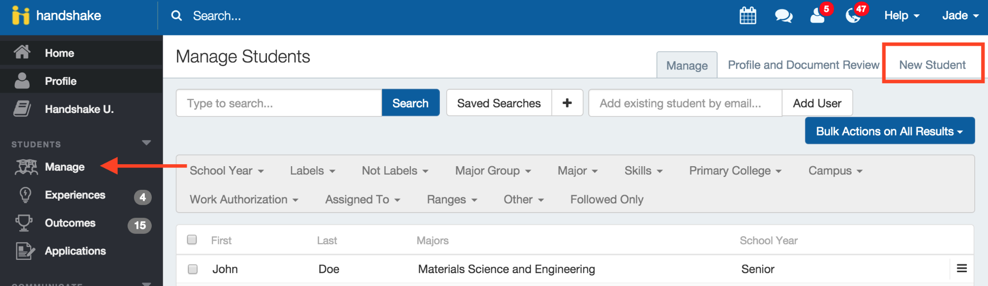 Create a Student Account Associated with Your Career Services Account ...