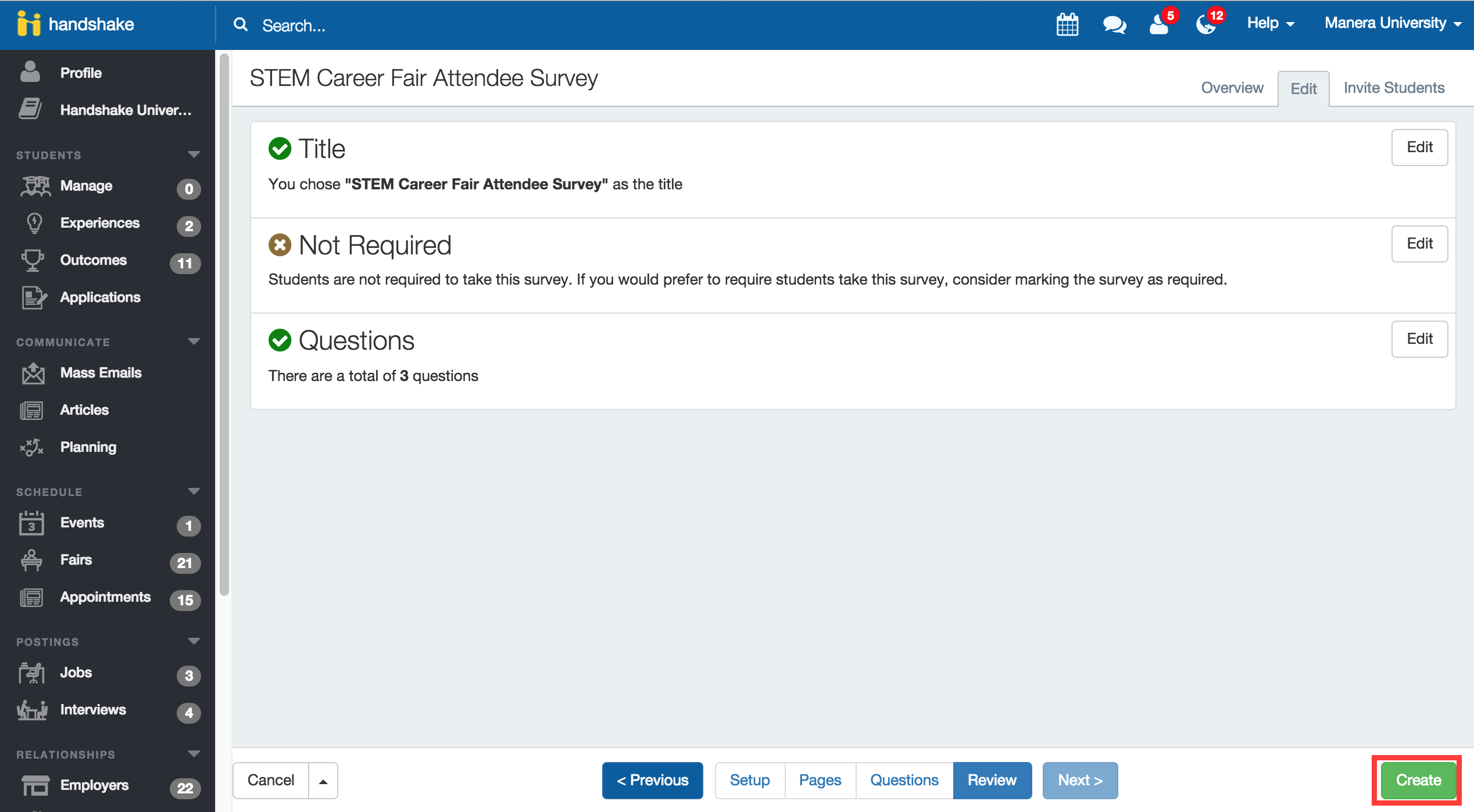 Creating and Testing Surveys – Handshake Help Center