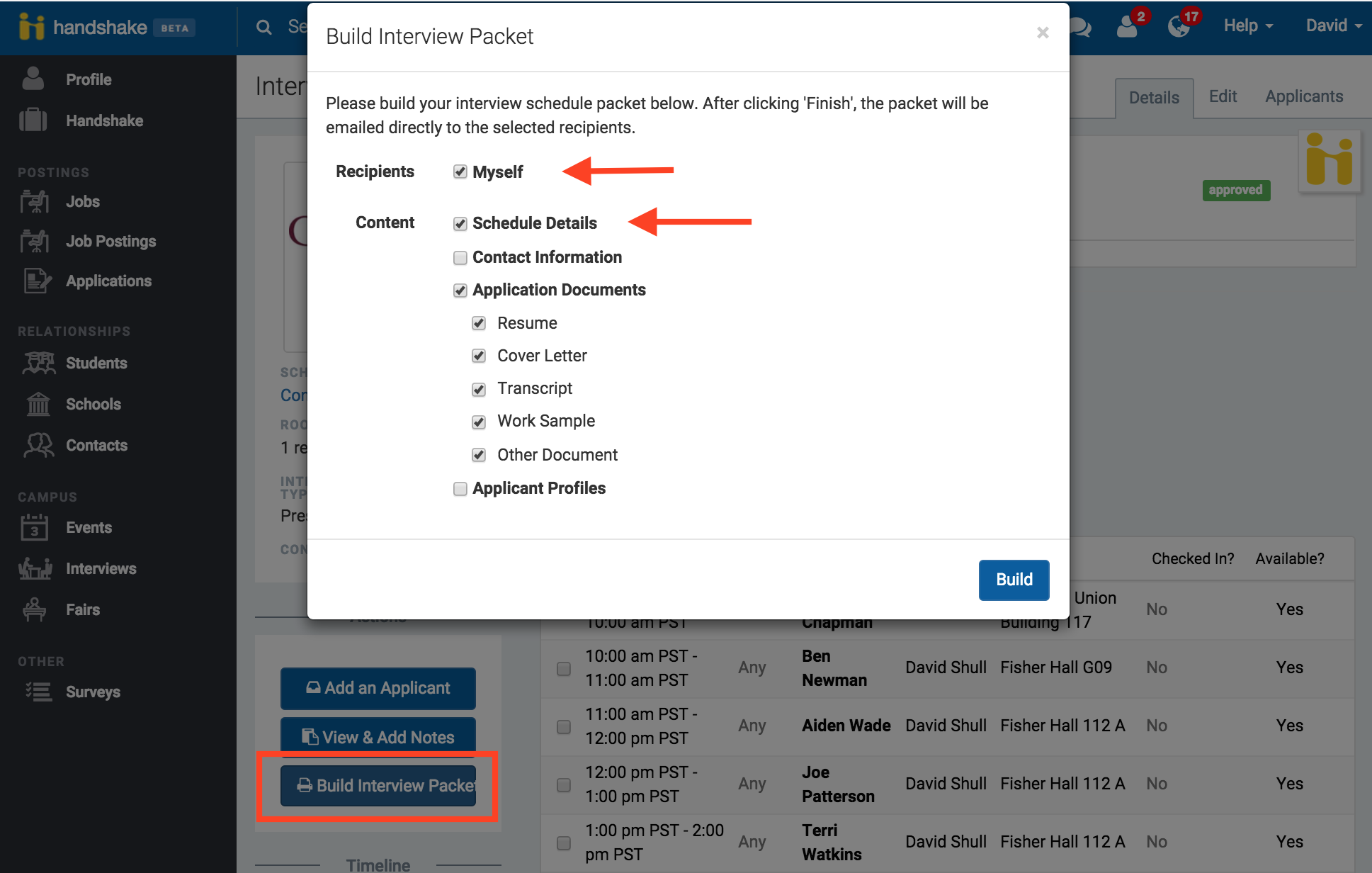 How to Print an Interview Schedule Packet – Handshake Help Center