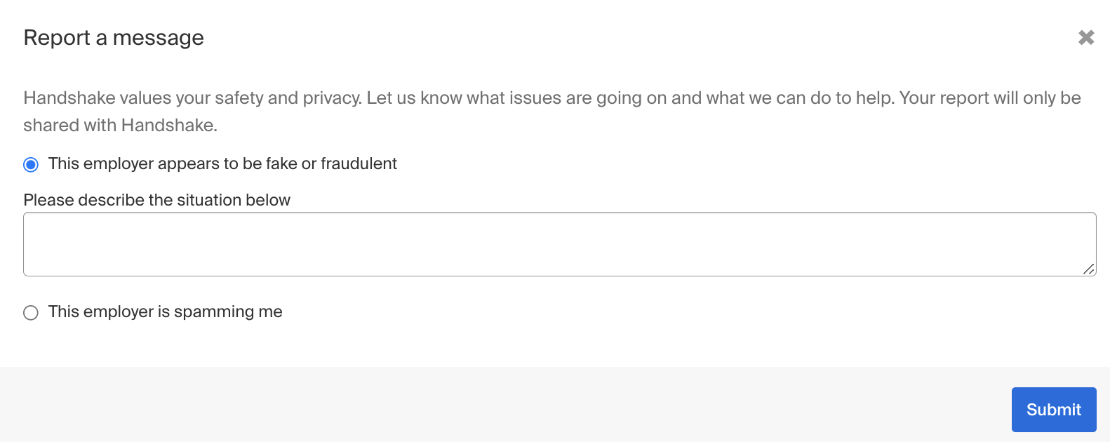 Safety: Report a Message – Handshake Help Center