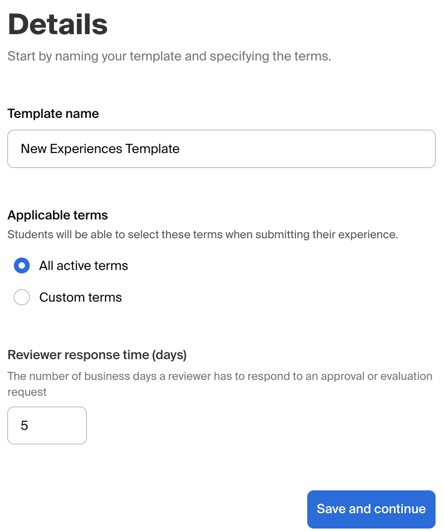 Creating an Experiences Template – Handshake Help Centre