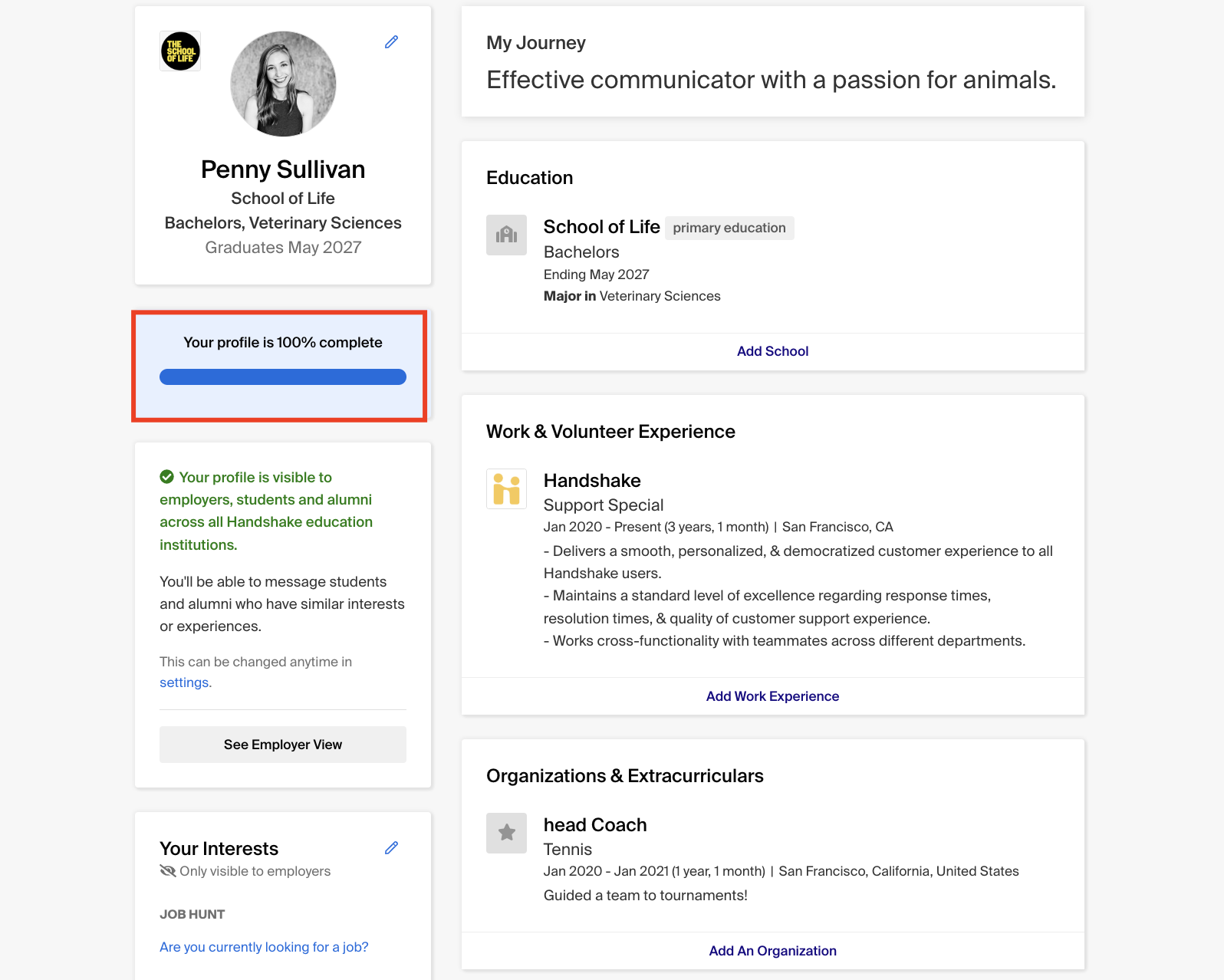 Completing your Profile in Handshake – Handshake Help Centre