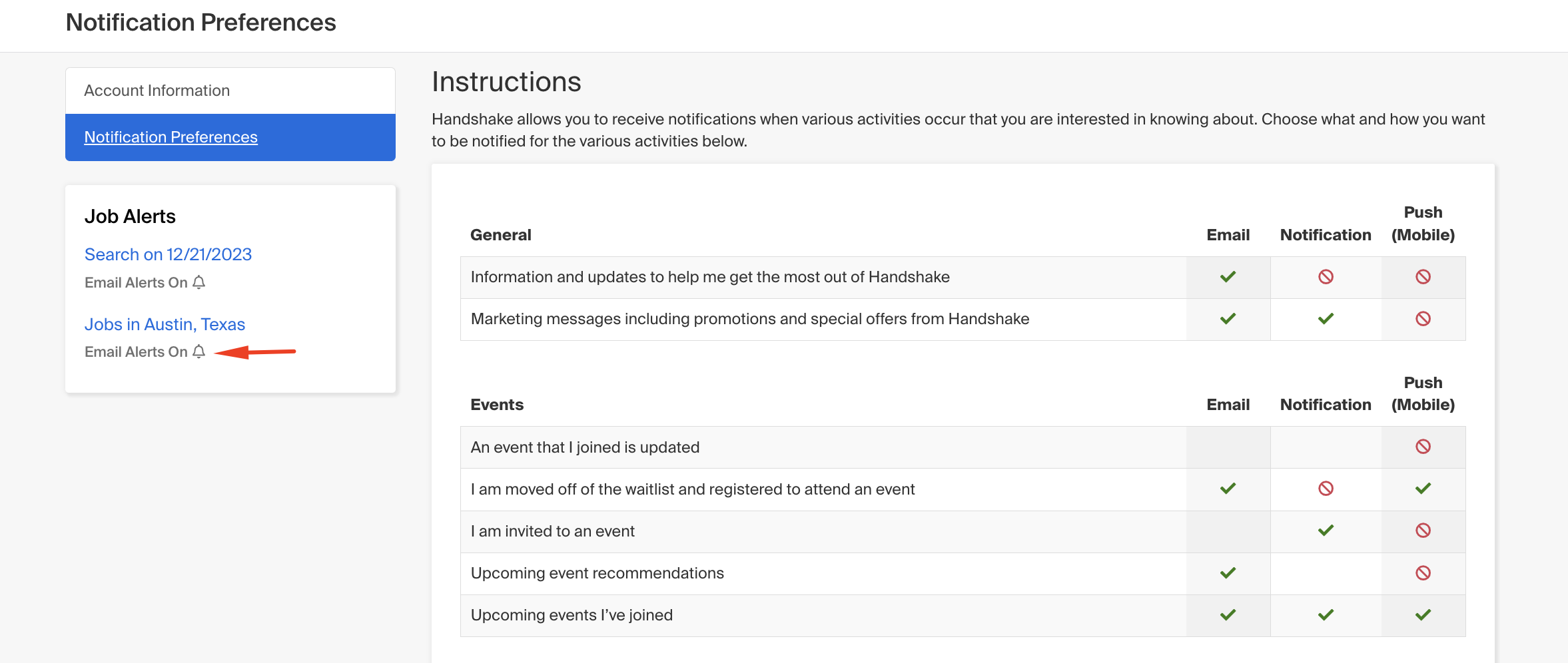 Saving Job Searches and Receiving Job Alerts – Handshake Help Center