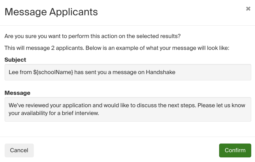 Messaging Applicants – Handshake Help Center