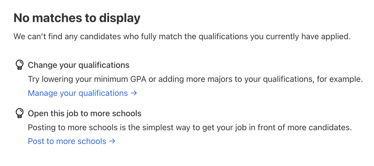 No Matches Found – Handshake Help Center