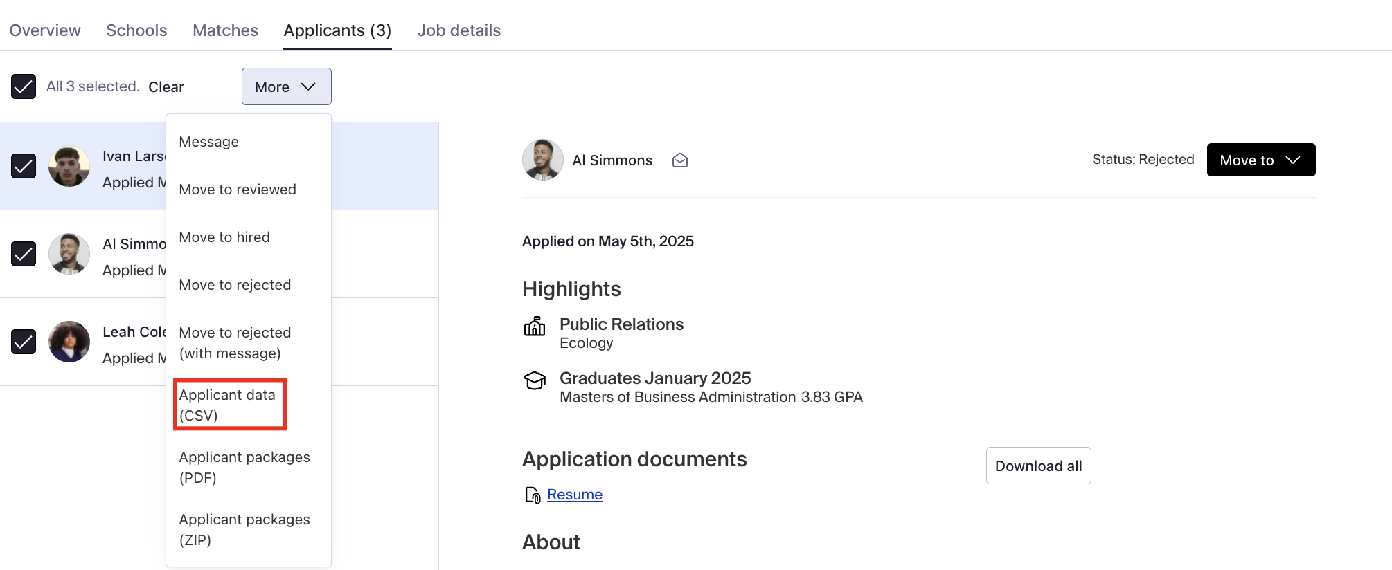 Messaging Applicants – Handshake Help Center