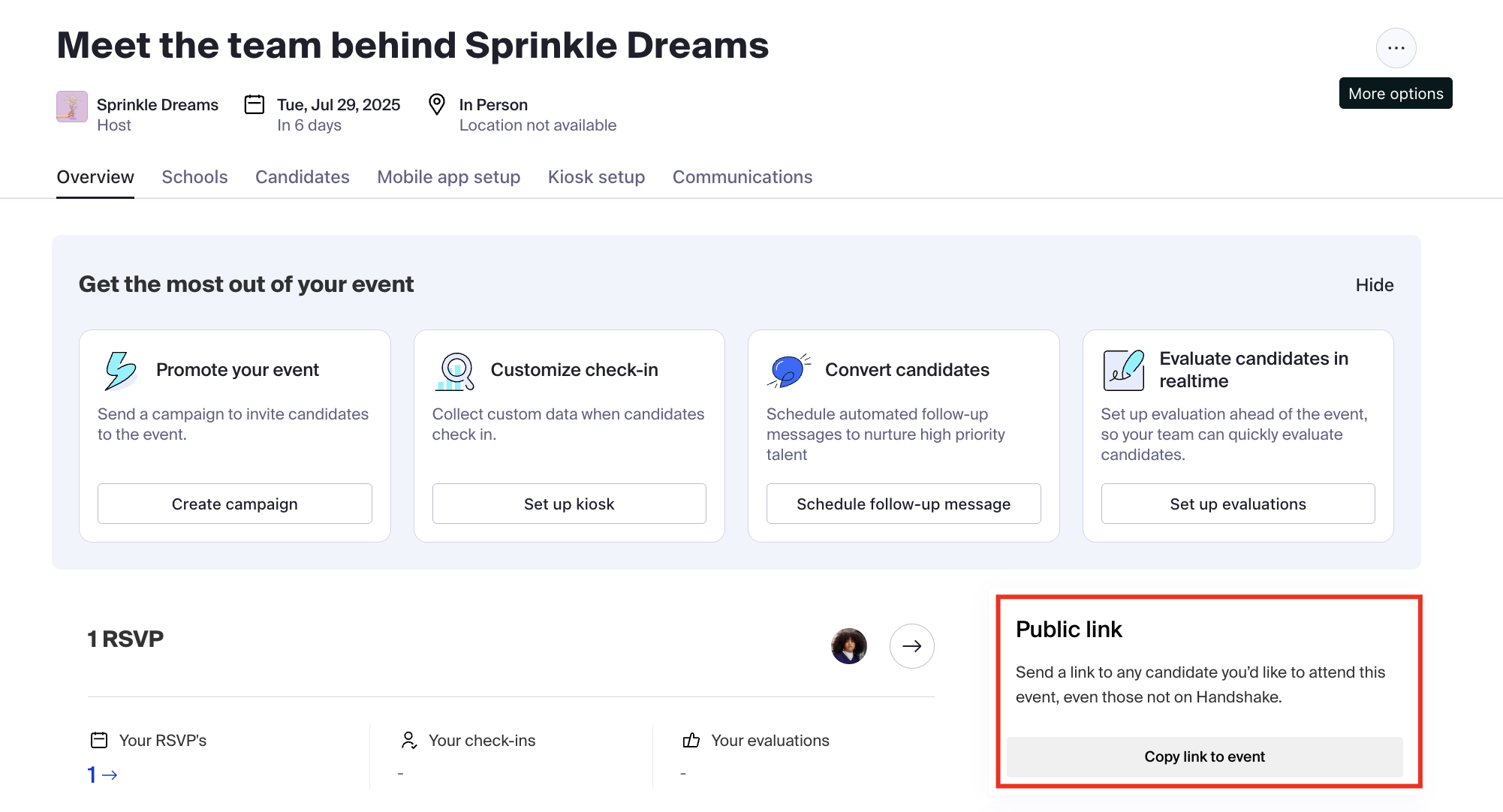 Sharing an Event with Students – Handshake Help Center