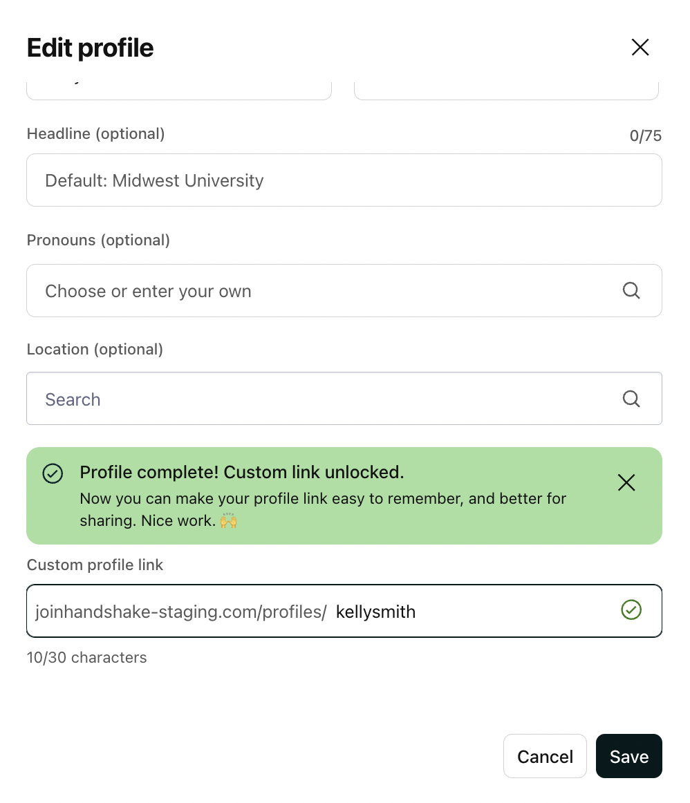 Create a Custom Profile URL on Handshake – Handshake Help Center