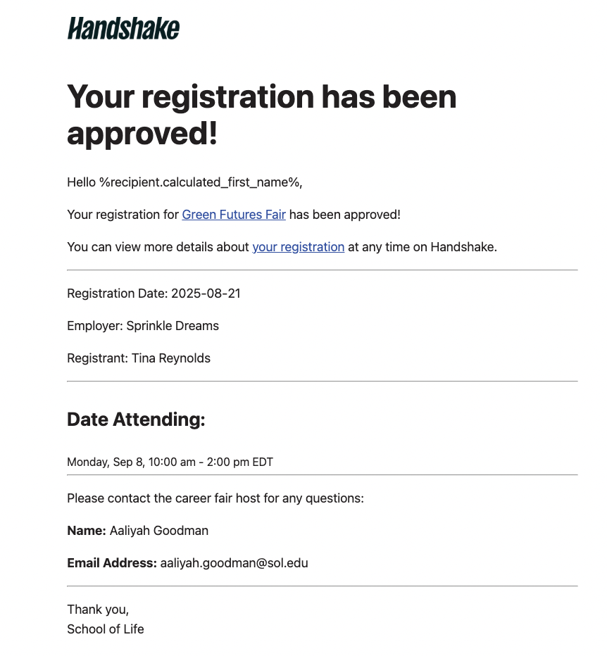 Understanding Career Fair Registration Approval – Handshake Help Center