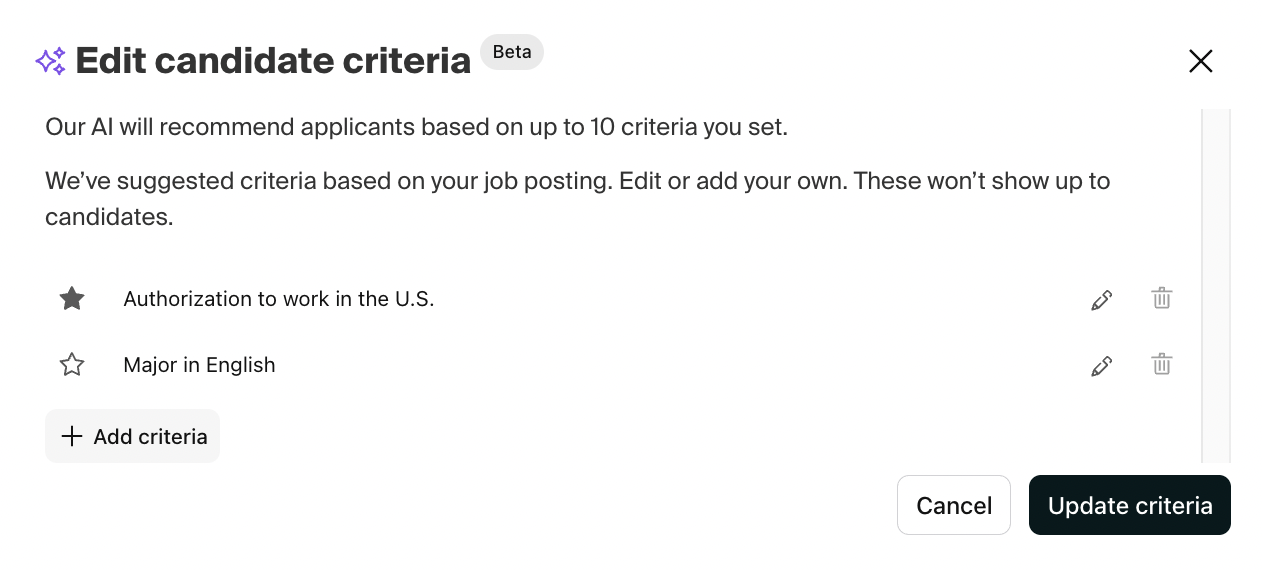 Setting up Candidate Criteria for AI Applicant Ranking – Handshake Help Center