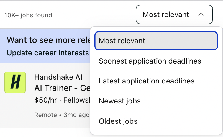 Searching for Jobs and Internships – Handshake Help Center