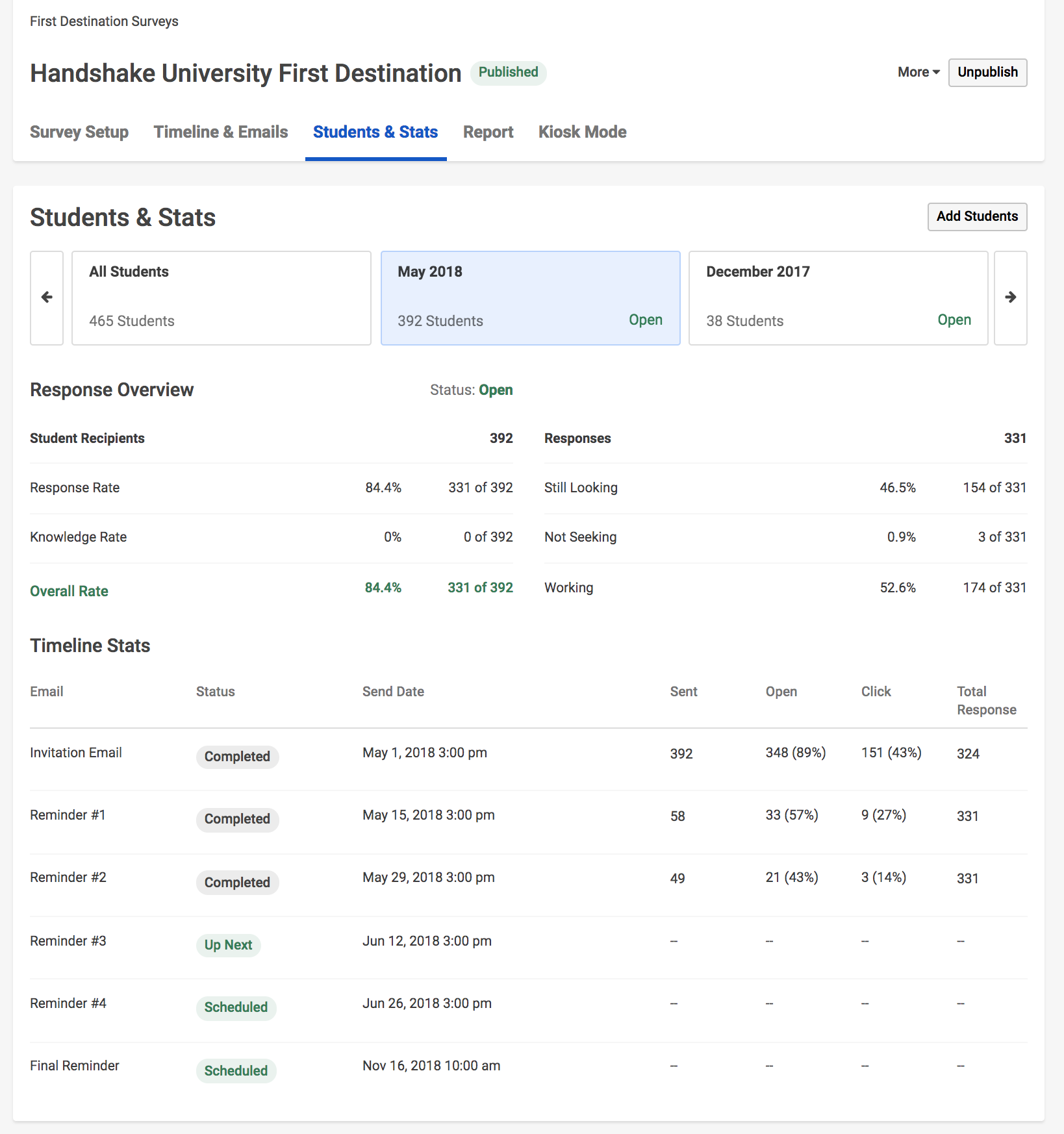 How to Use the First Destination Survey Students and Stats Page ...
