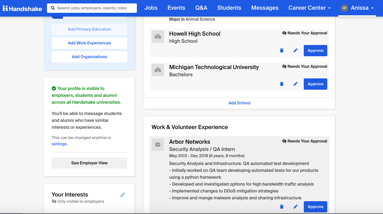 Build Profile from Resume – Handshake Help Center