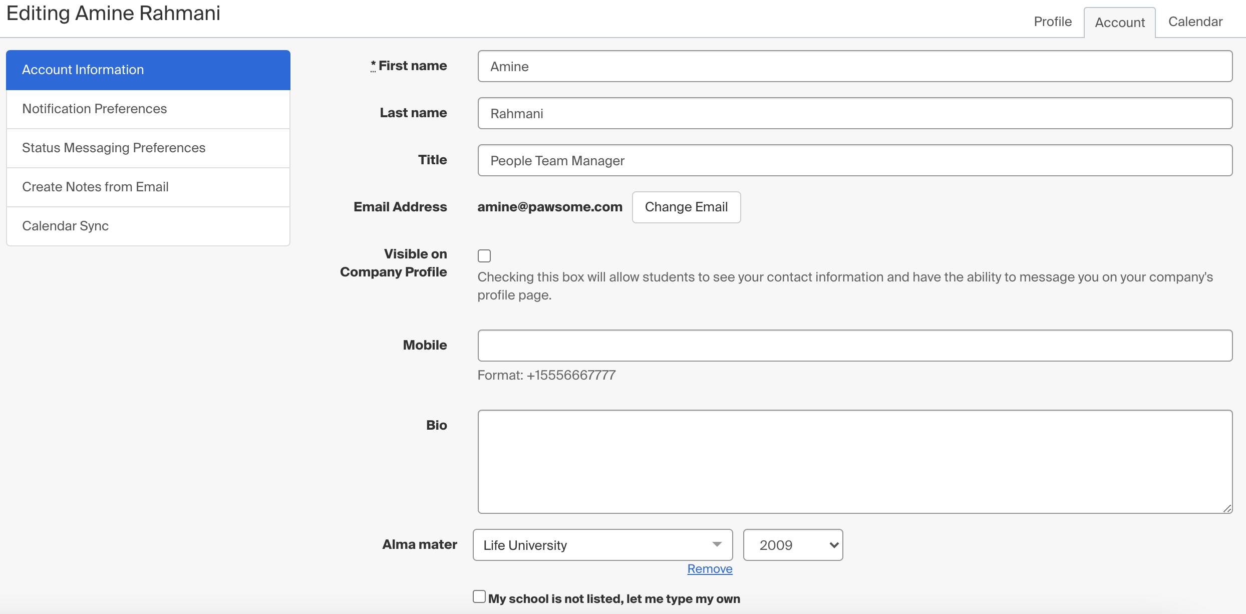 Employer Account User Settings – Handshake Help Center