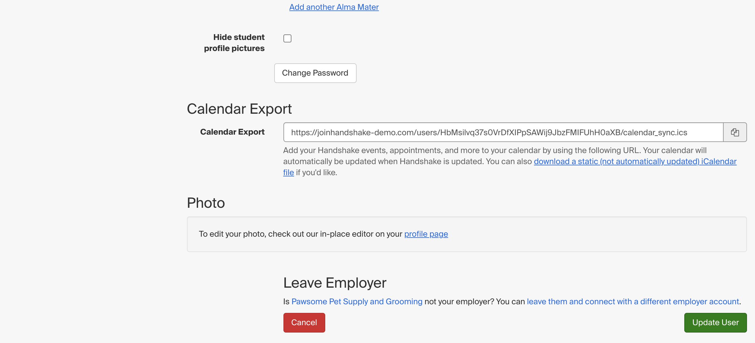 Employer Account User Settings – Handshake Help Center