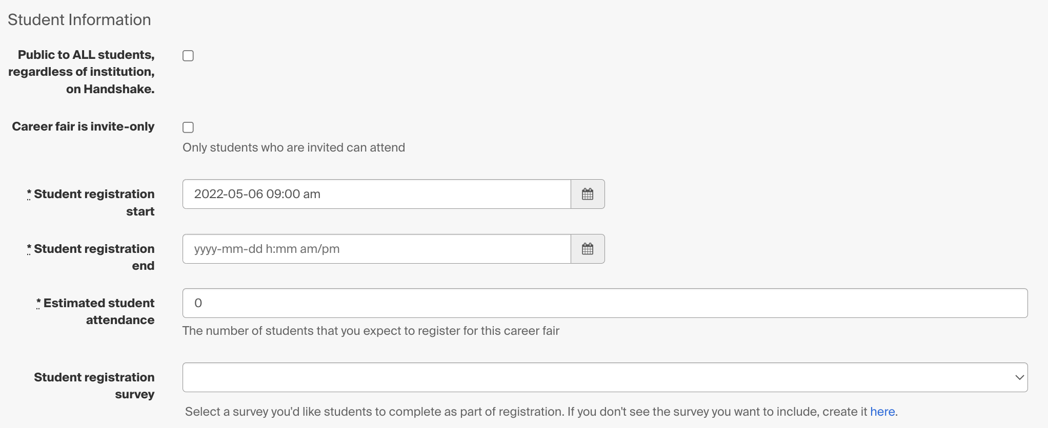 Career Fairs: Creation – Handshake Help Center