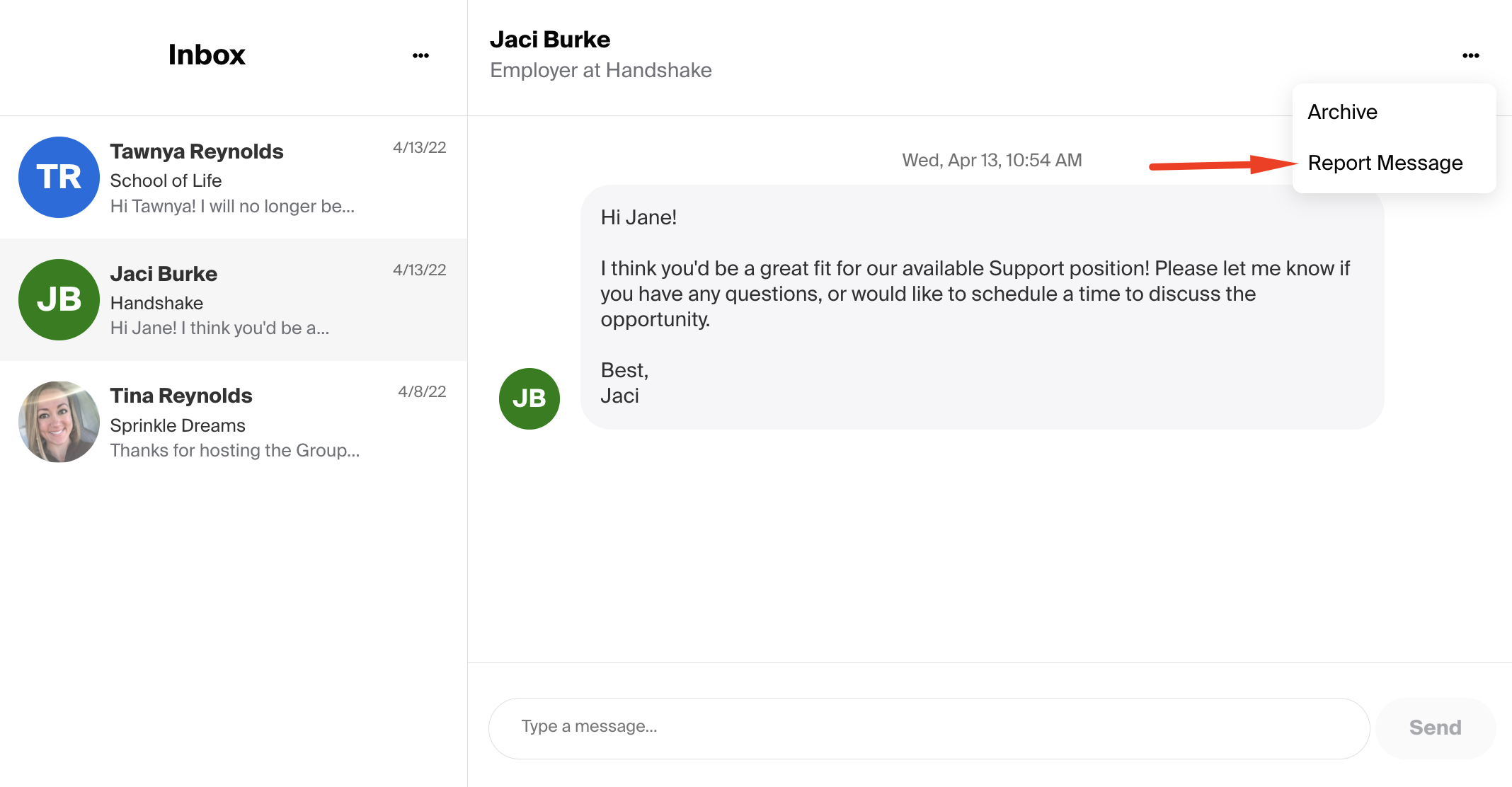Messaging Employers in Handshake – Handshake Help Center