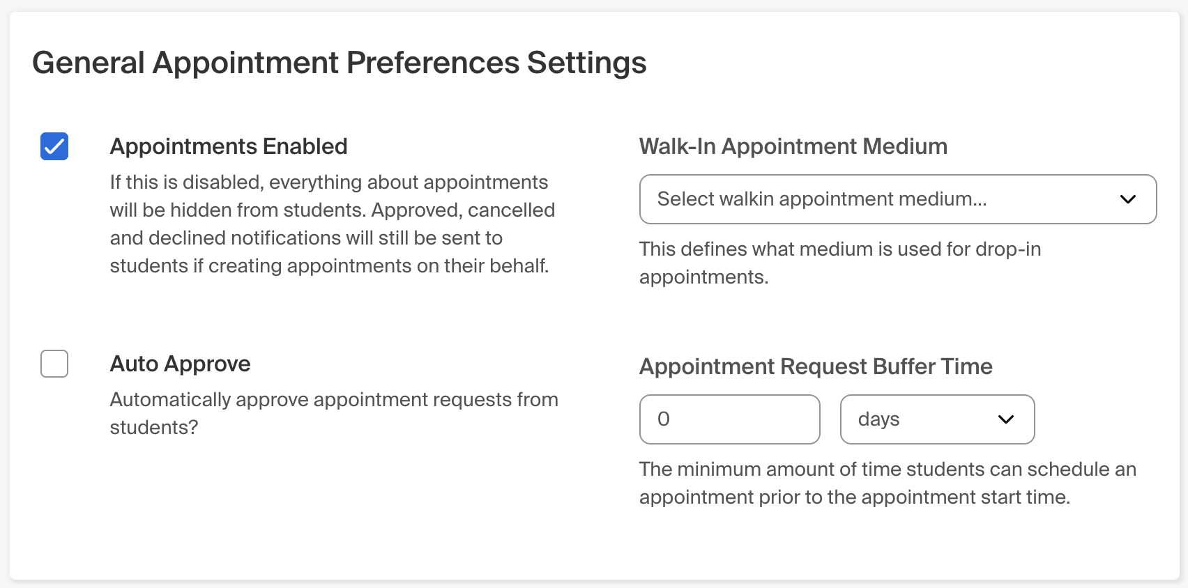 School Settings Appointment Preferences Handshake Help Center School Settings Appointment Preferences Handshake Help Center