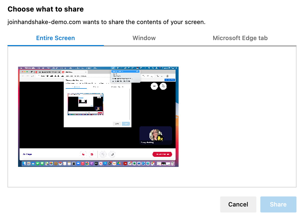 Share Your Screen in a Video Session – Handshake Help Center