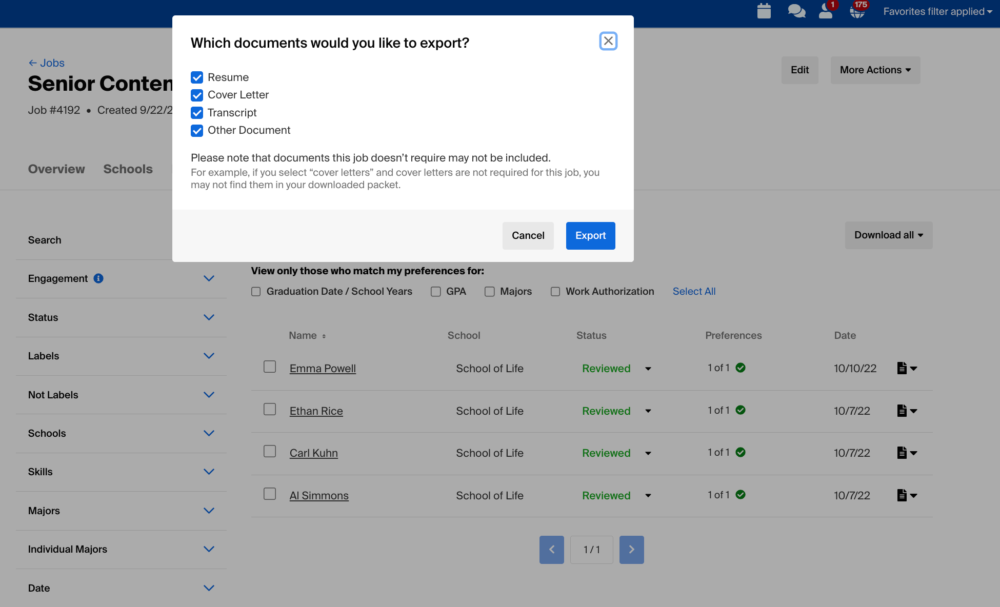 Downloading Public Resumes – Handshake Help Center